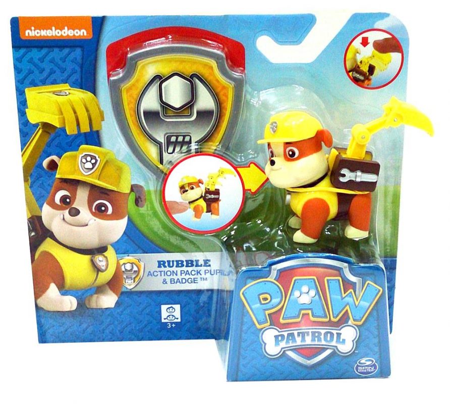 Paw Patrol Action Pack Pup & Badge Asst - Rubble ของเล่นฟิกเกอร์ ...