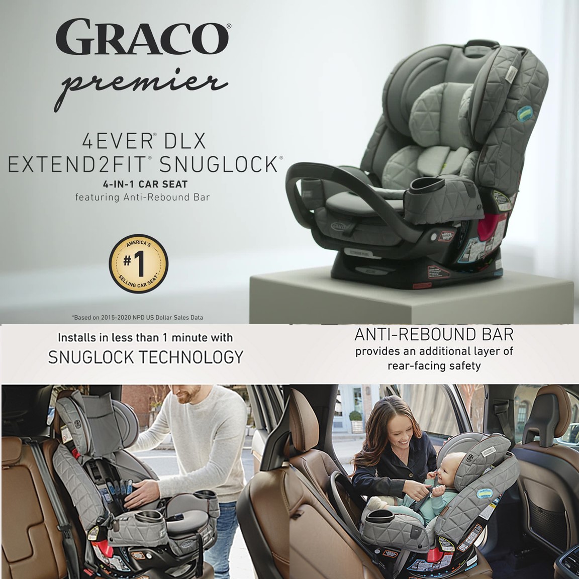 คาร์ซีท Graco 4Ever DLX Extend2Fit Savoy - Kiddo Pacific