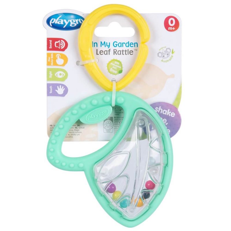 Playgro In My Garden Leaf Rattle ยางกัดรูปใบไม้ สีสันสดใส - Kiddo Pacific